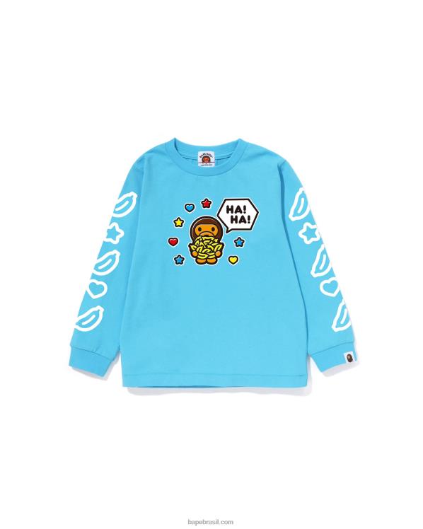 azul A Bathing Ape PB8VR1477 crianças baby milo camiseta balão de fala ...